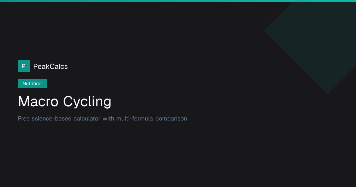 Macro Cycling Calculator — Training Day Splits | PeakCalcs